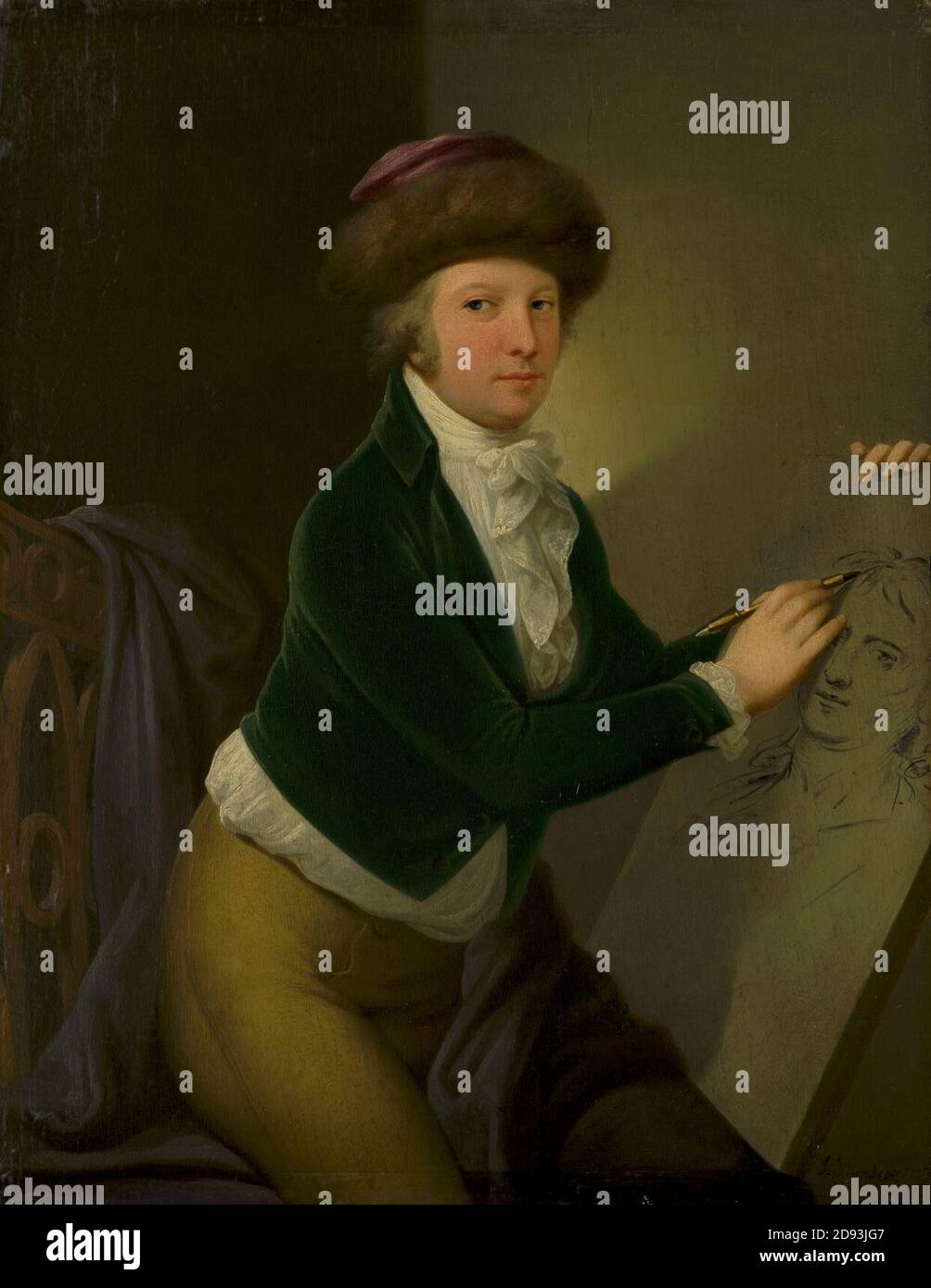 Ján Jakub Stunder - Count Ján Hadik sketching Stunder's Portrait Stock ...