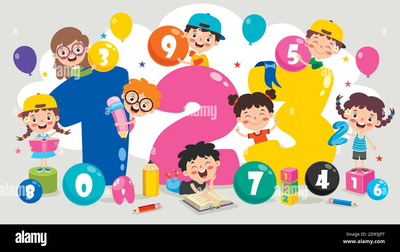 Concept Of Multi Colored Cartoon Numbers Stock Vector Image & Art - Alamy