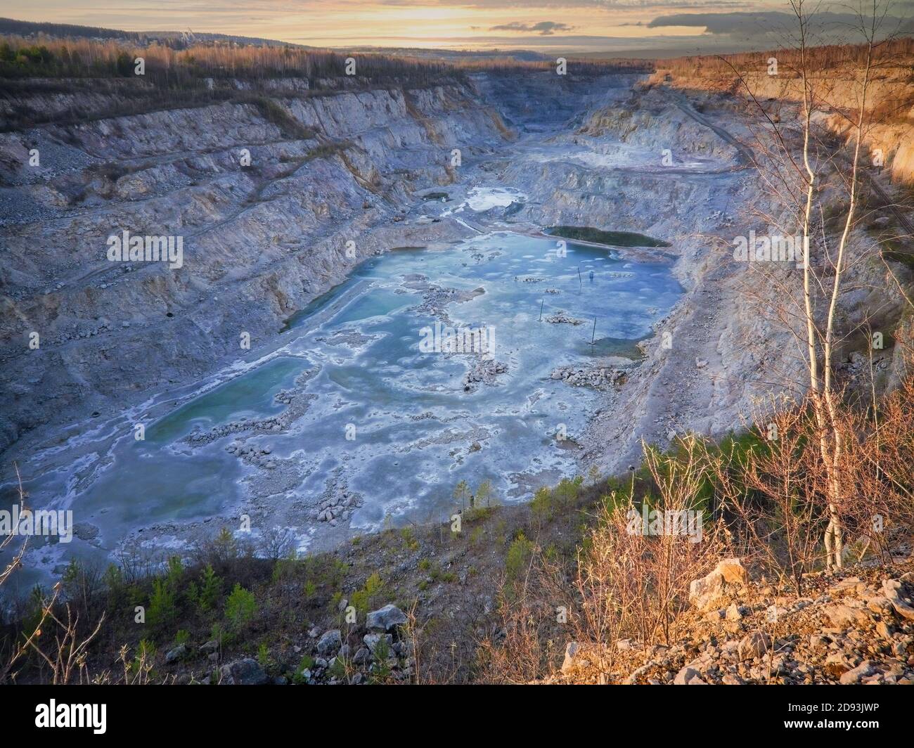 Great old quarry for limestone mining top view. Limestone quarry Stock ...