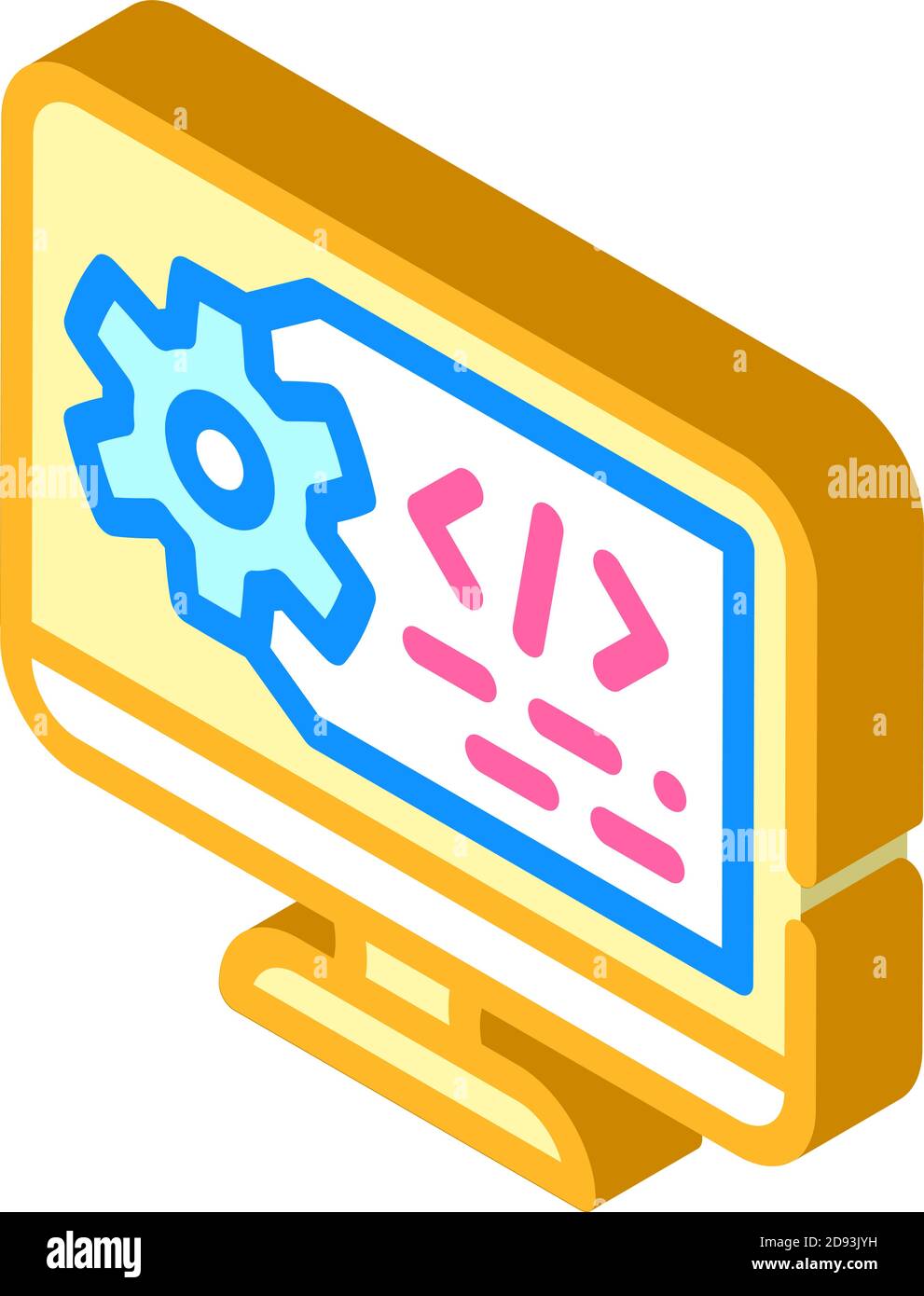 working code computer screen isometric icon vector illustration Stock ...