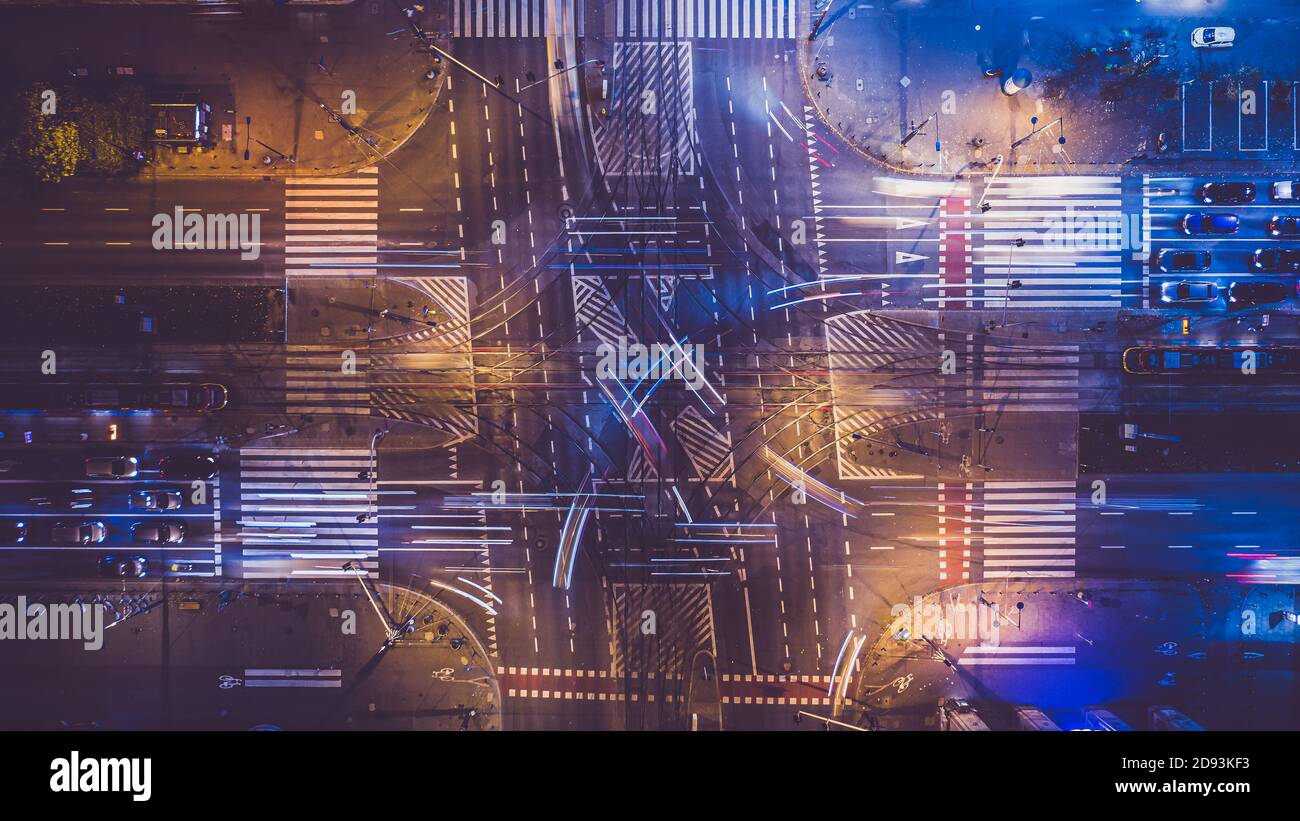 Aerial view driving cars street hi-res stock photography and images - Alamy