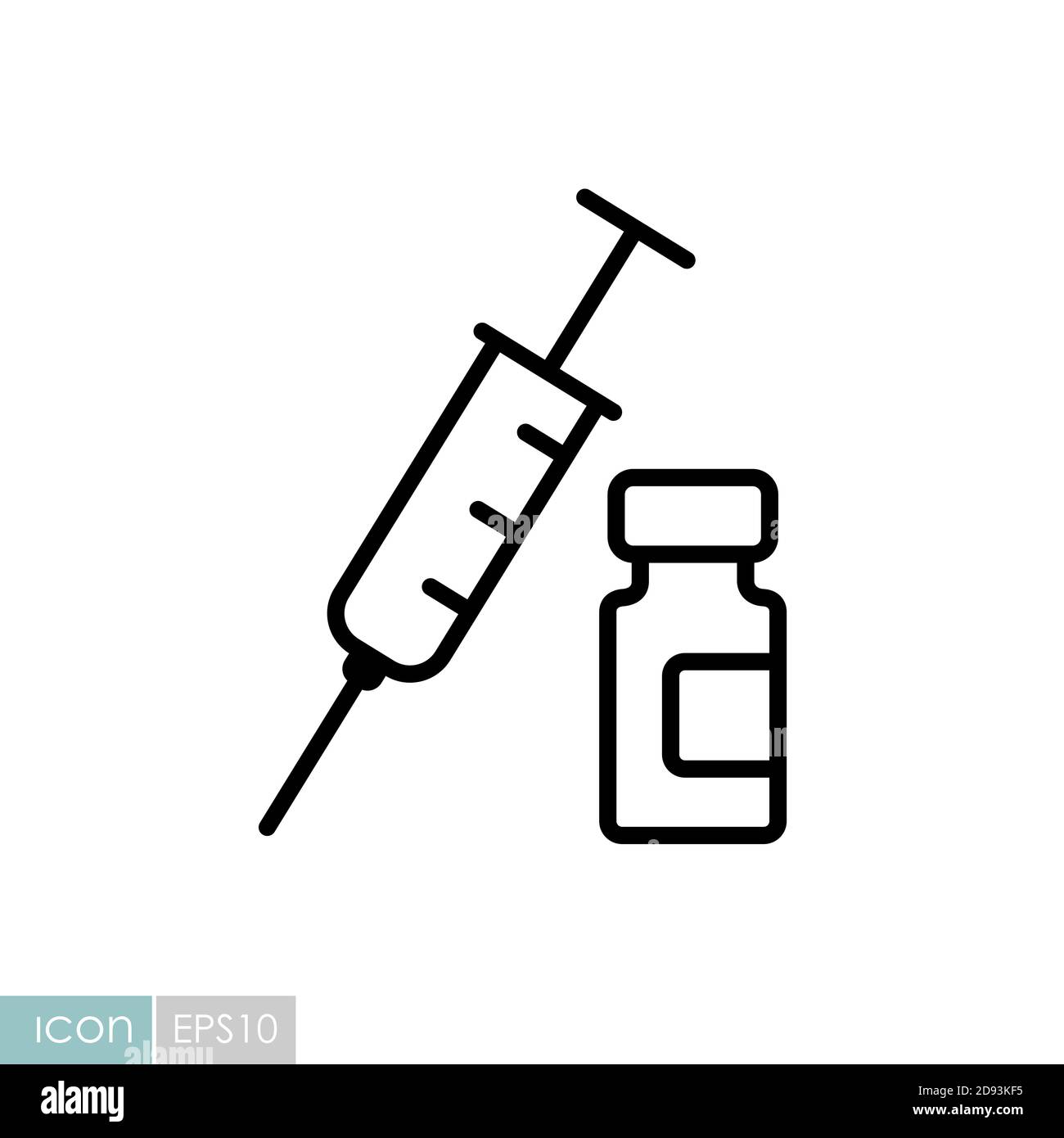 Medical ampoule and syringe vector icon. Medical sign. Graph symbol for ...