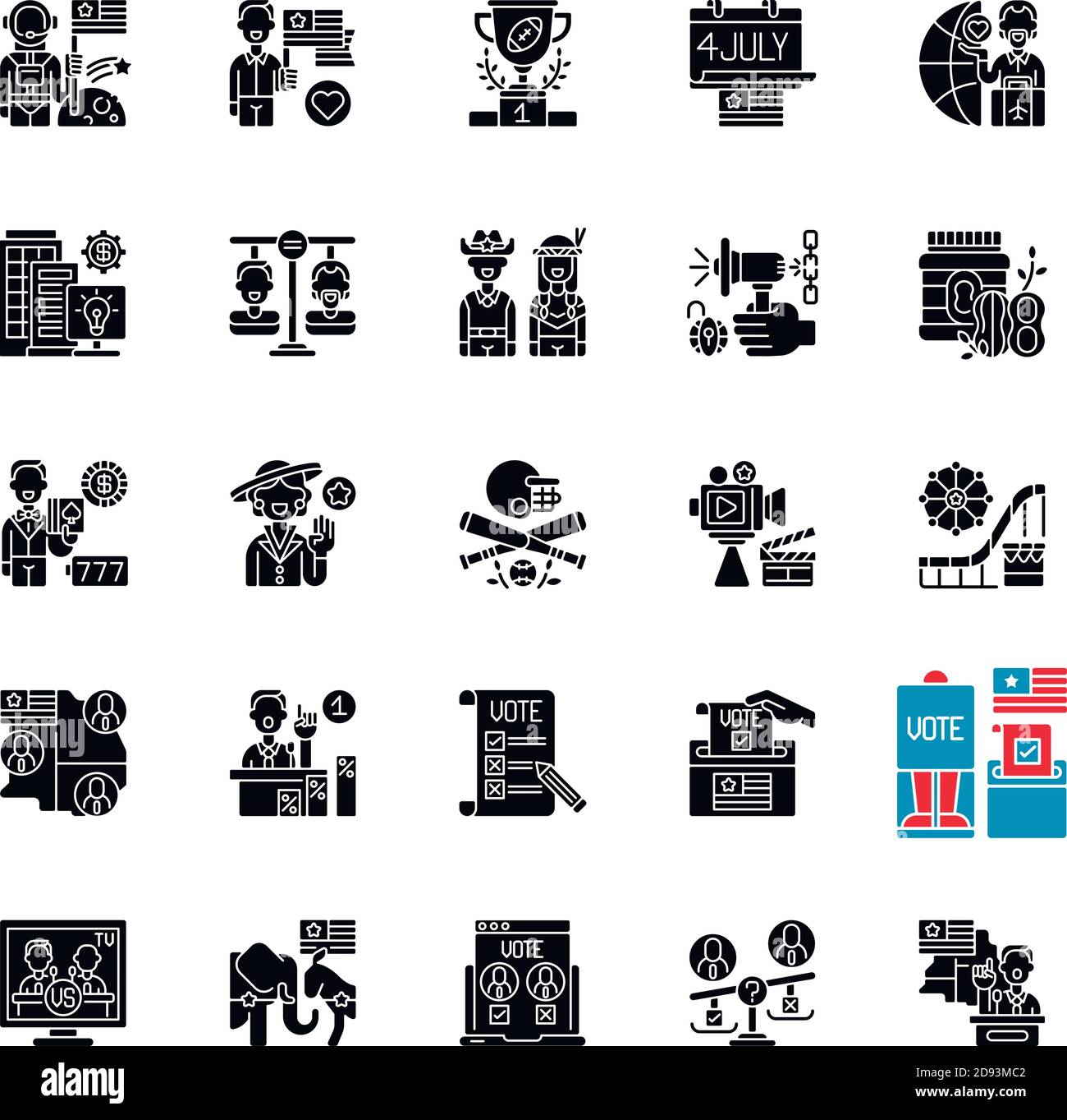 USA black glyph icons set on white space Stock Vector Image & Art - Alamy