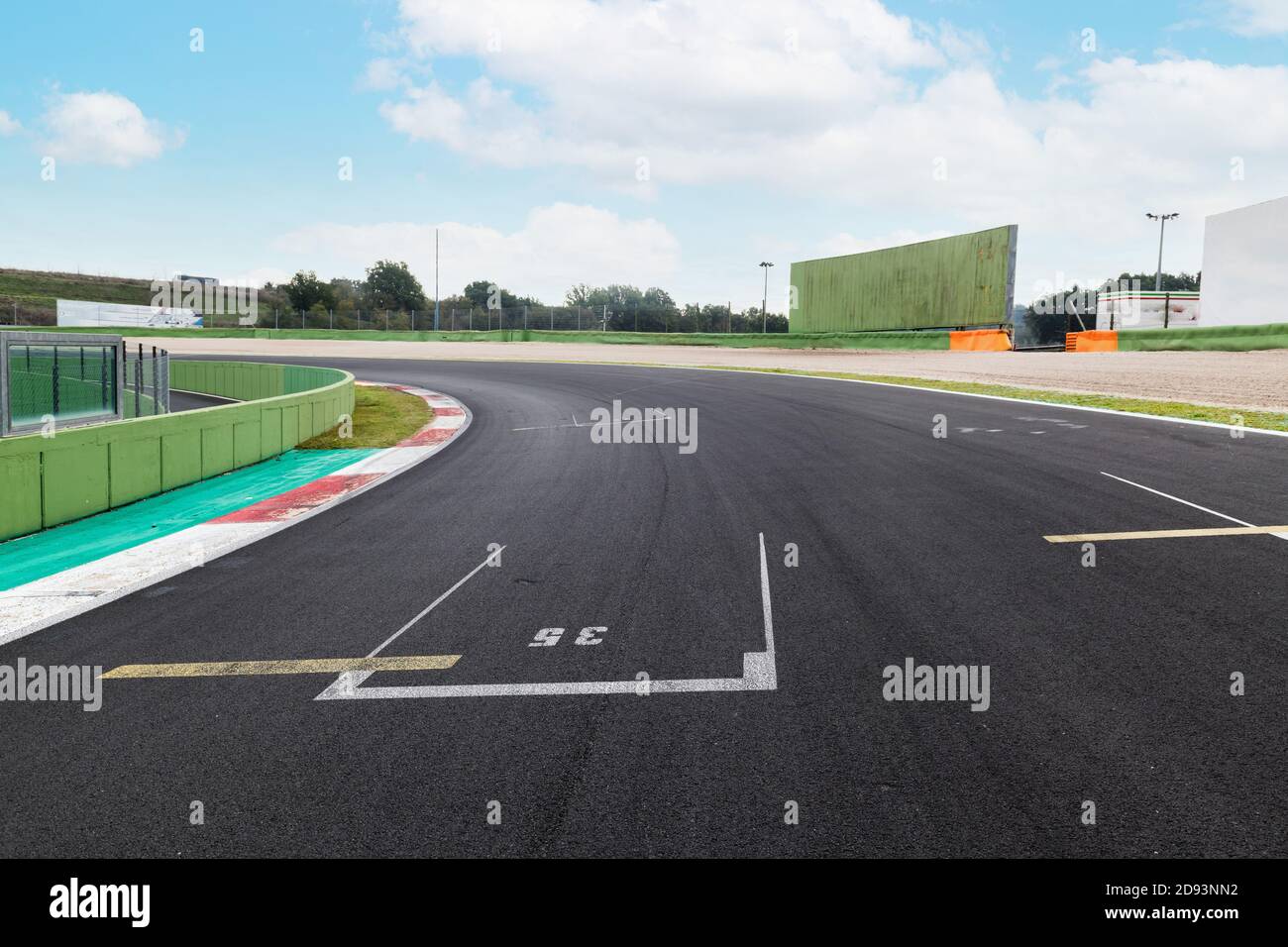 Motorsport background empty circuit asphalt track turn low angle view ...