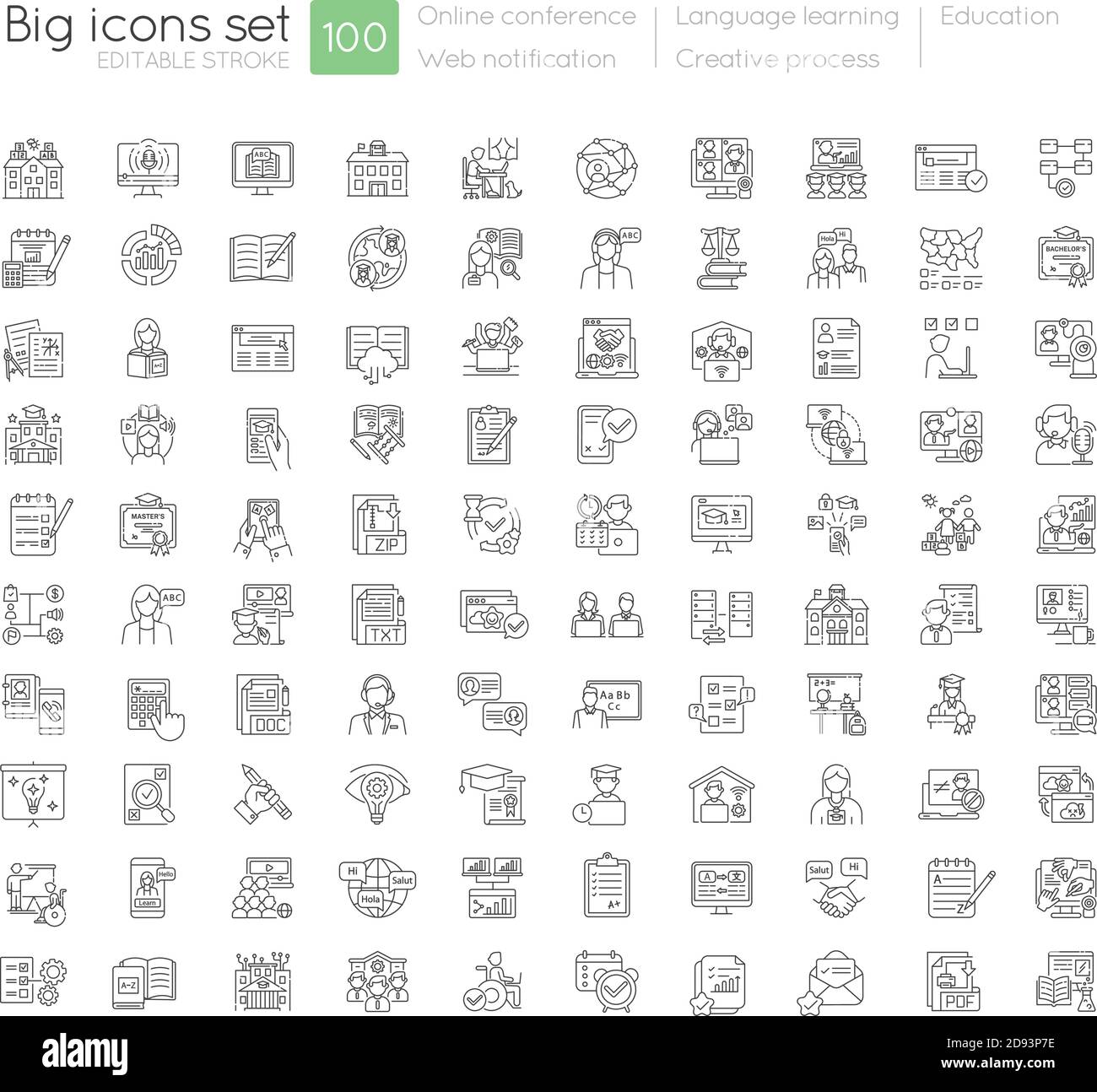 Virtual learning linear icons Stock Vector Images - Alamy