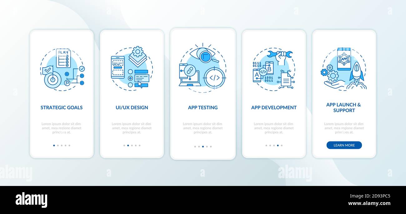 Mobile app development process onboarding mobile app page screen with concepts Stock Vector ...