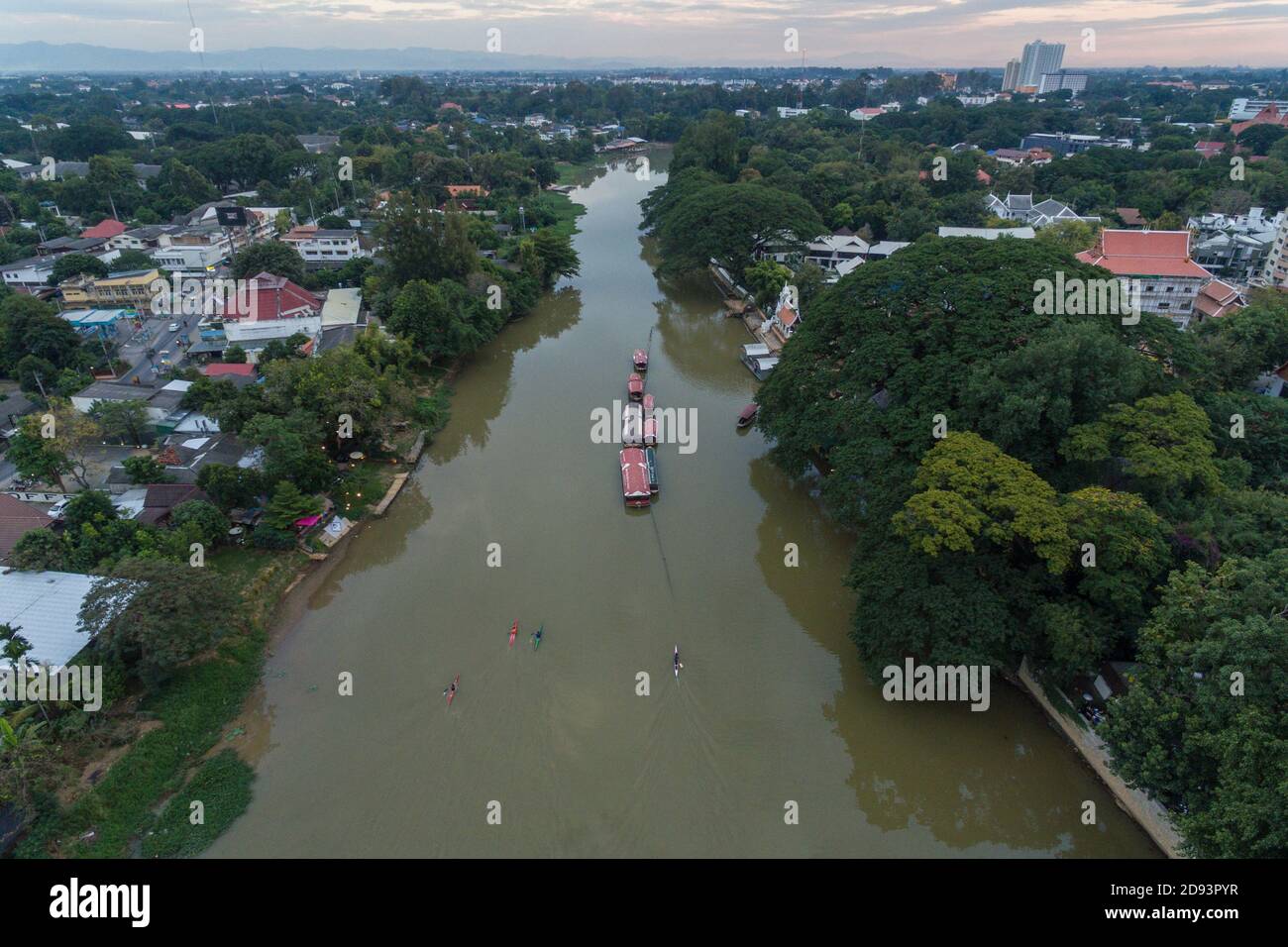 Chiang Mai City ping river in Thailand Aerial Drone Photo view Stock ...