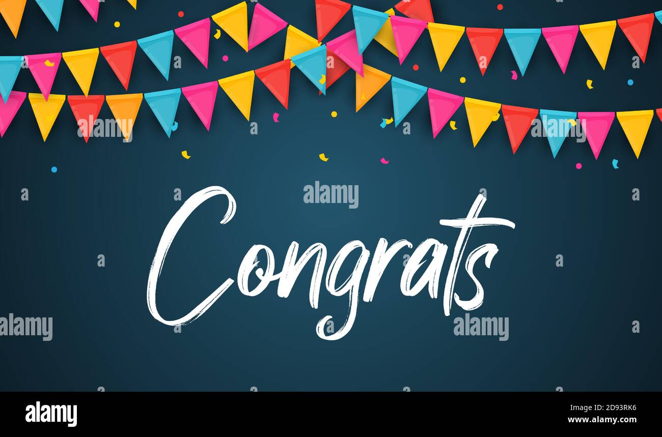 Congratulations abstract design template background with garland flags ...