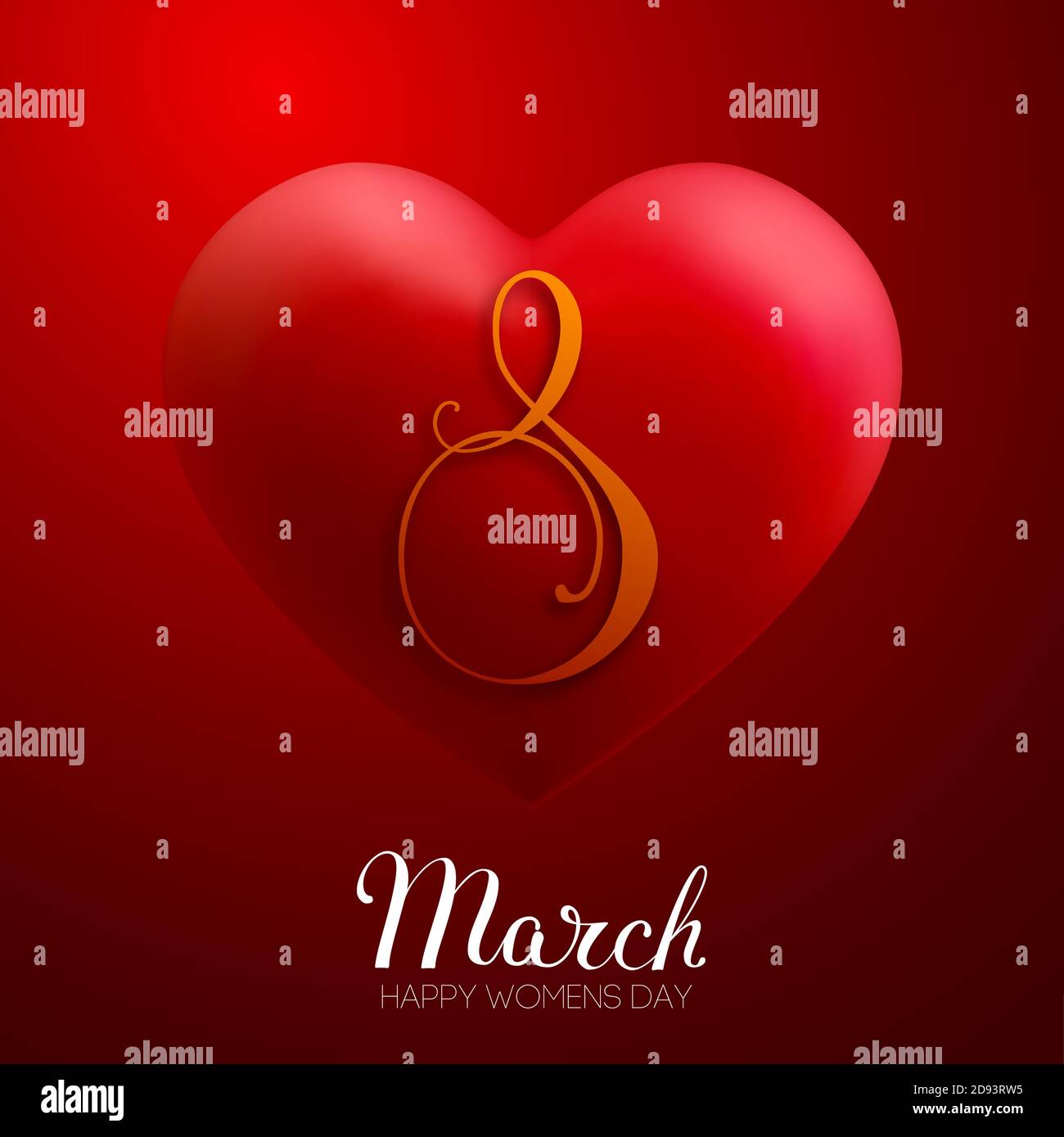 8 March women day vector heart. EPS 10 vector illustration. Red heart ...