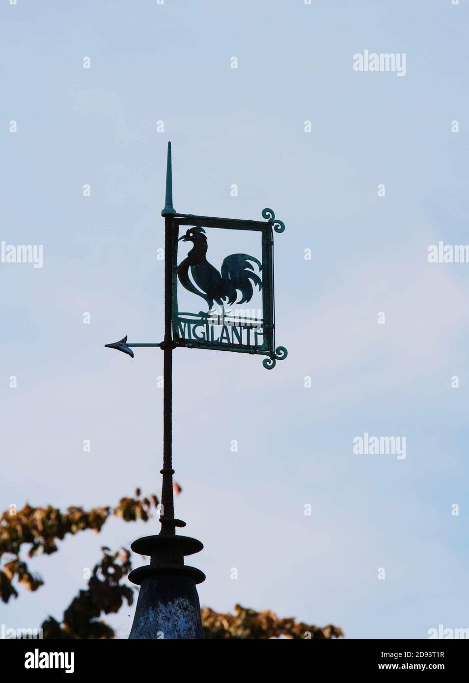 Weather vane reading Vigilante on the roof of the village lockup by ...