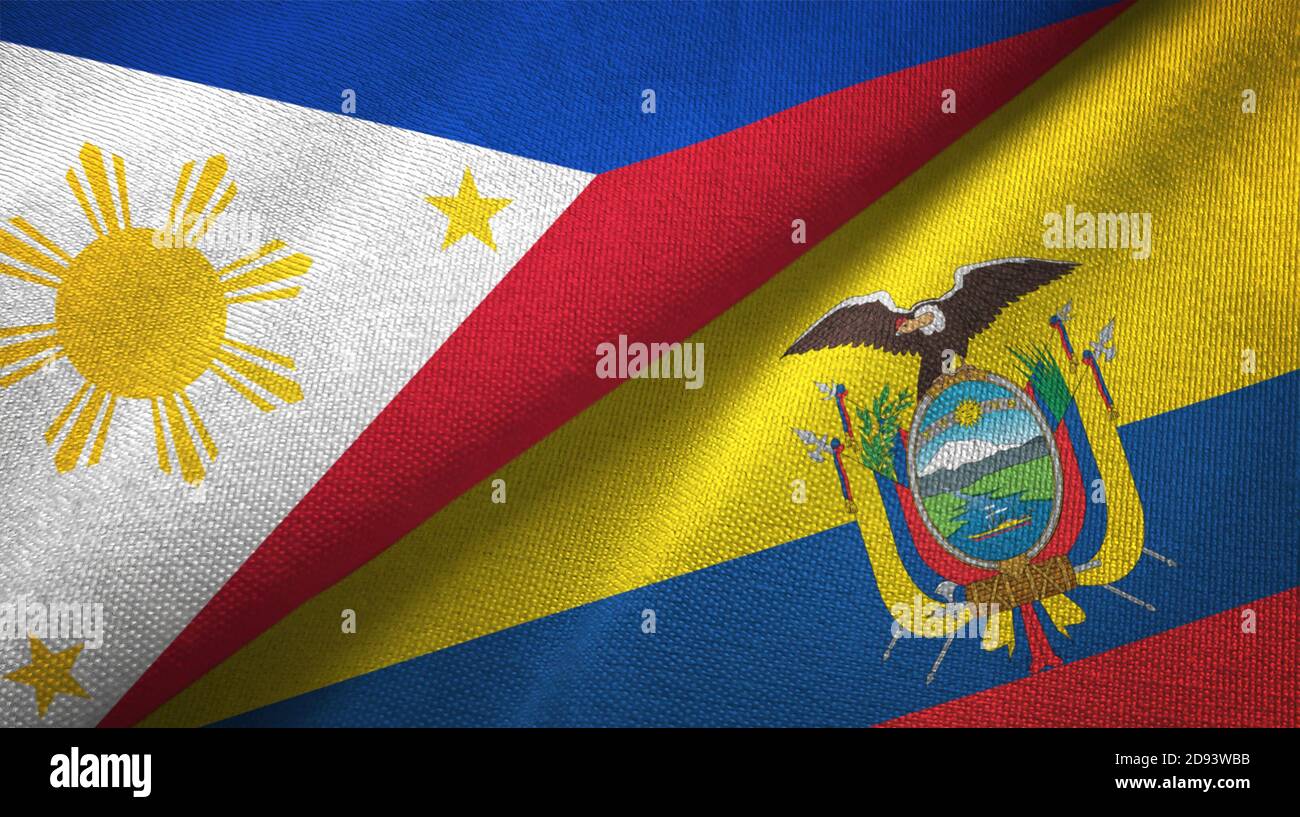 Philippines and Ecuador two flags textile cloth, fabric texture Stock ...