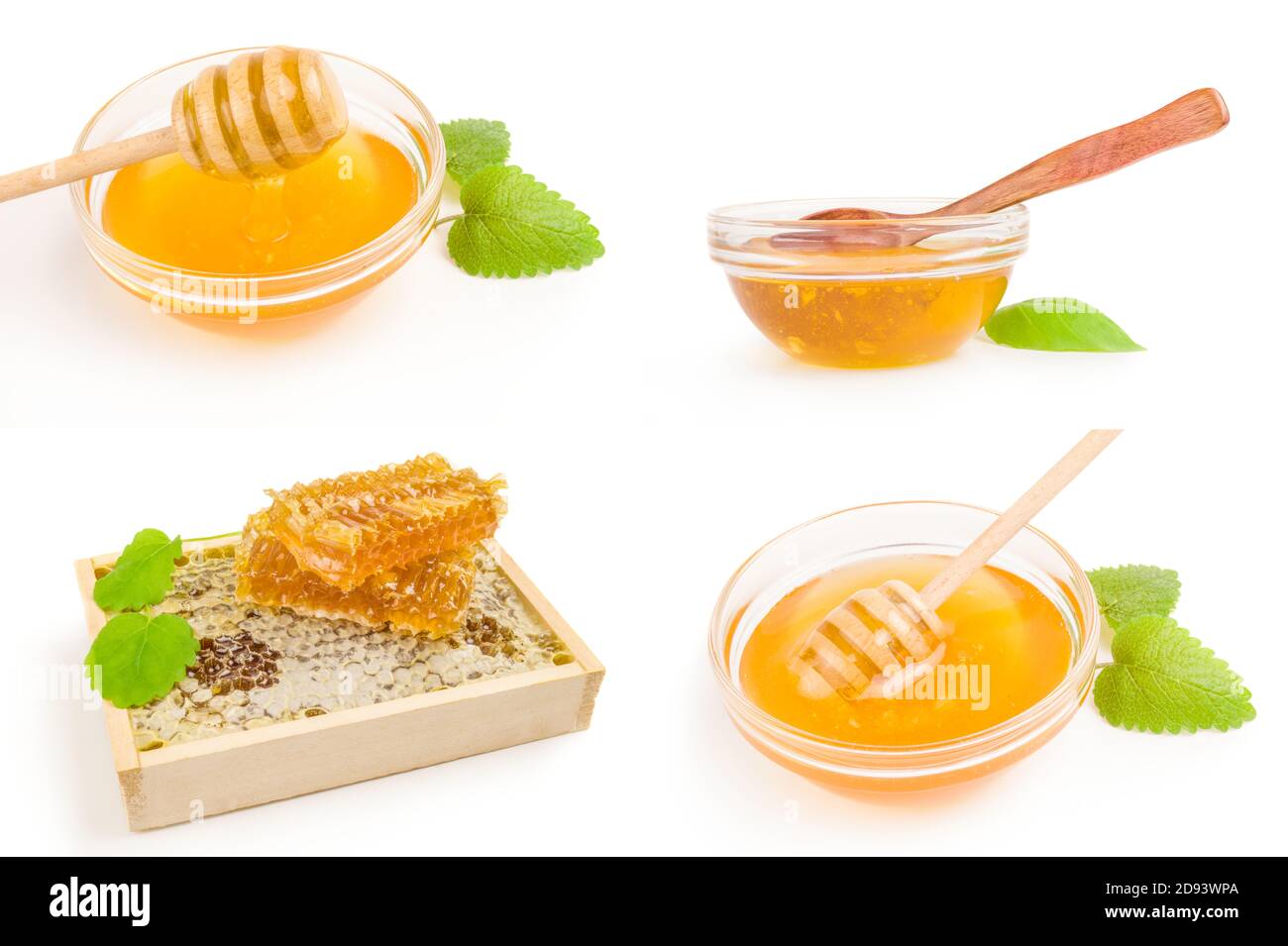 Collection of honey on a white background clipping path Stock Photo - Alamy