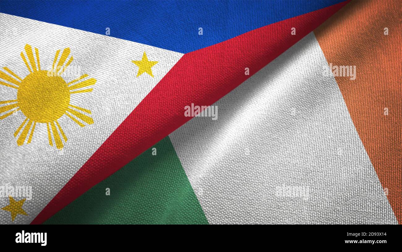 Philippines and Ireland two flags textile cloth, fabric texture Stock ...