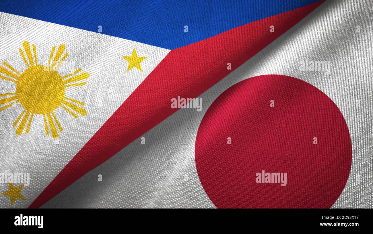 Philippines and Japan two flags textile cloth, fabric texture Stock ...