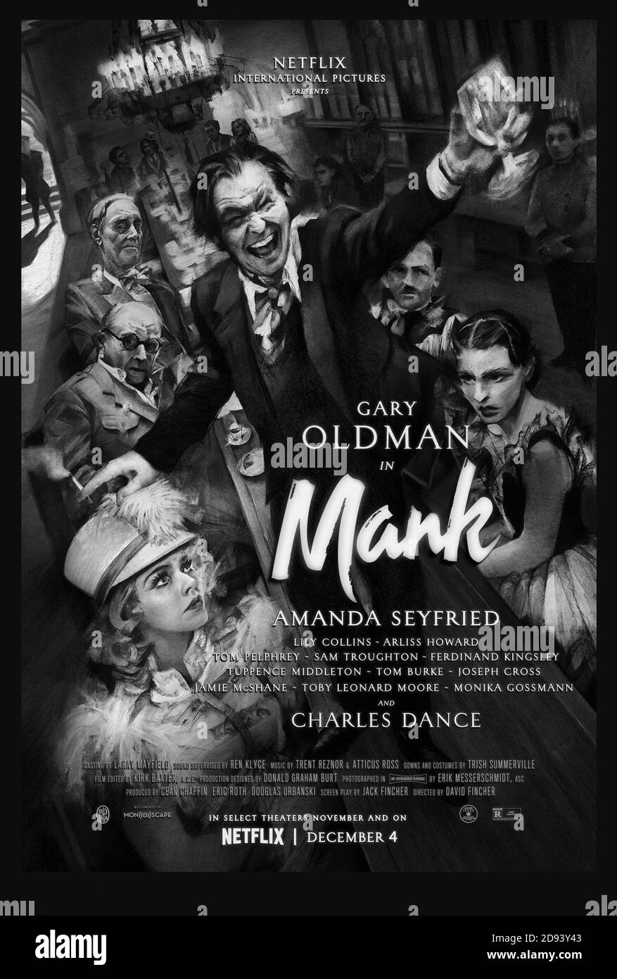 MANK, US poster, left column from top: Tom Burke as Orson Welles ...