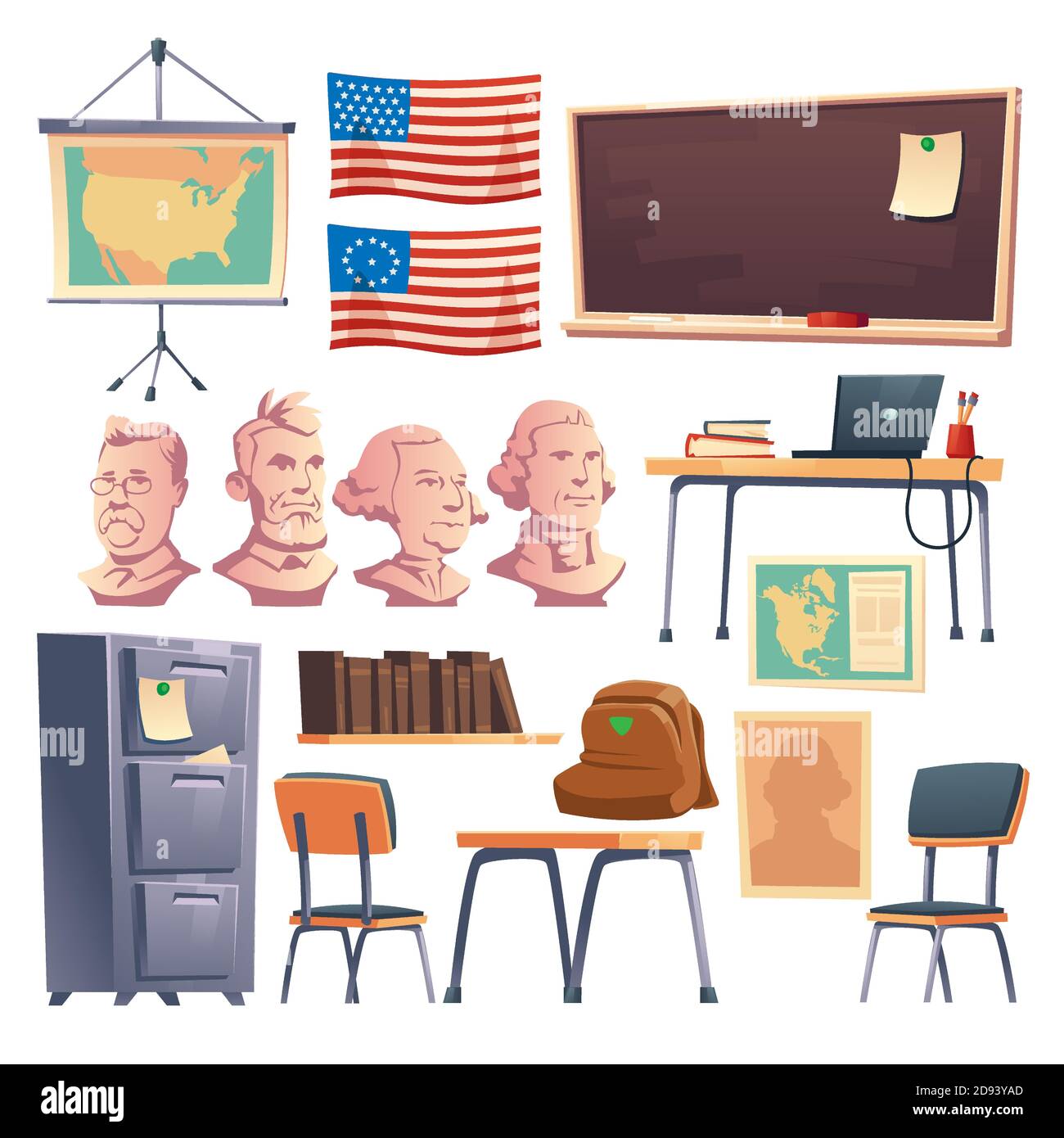 School cabinet of history interior furniture and stuff. Teacher table ...