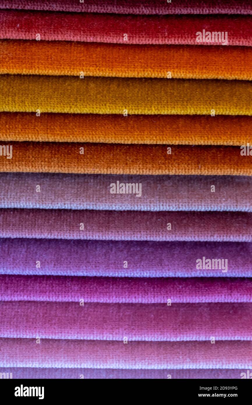 Soft luxury velvet samples in gradient colors Stock Photo - Alamy