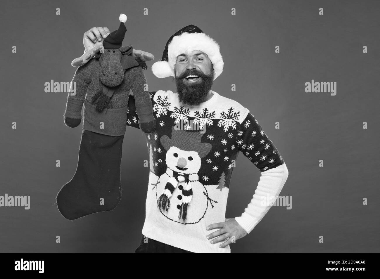 Santa face stocking Black and White Stock Photos & Images - Alamy