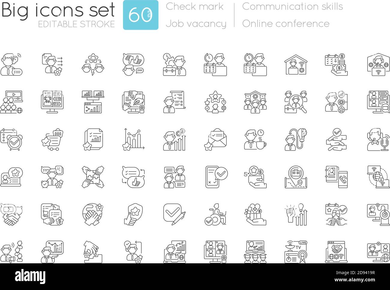 Communication skills linear icons set Stock Vector Image & Art - Alamy