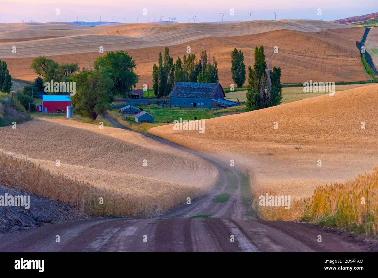 Farm house on wheat field, Palouse, Washington State, USA Stock Photo ...