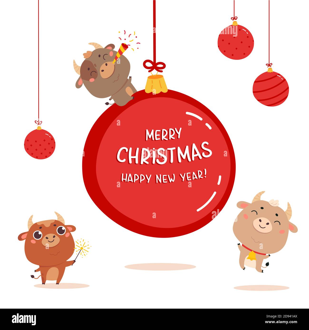Christmas tree bull merry Stock Vector Images - Alamy