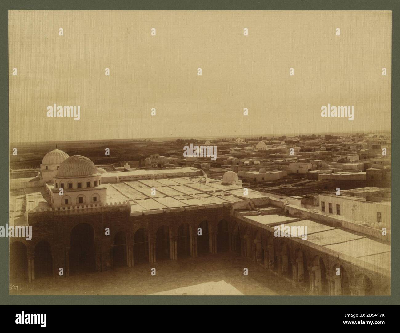 Kairouan. Bird's-eye view taken from top of the minaret of the Grand ...