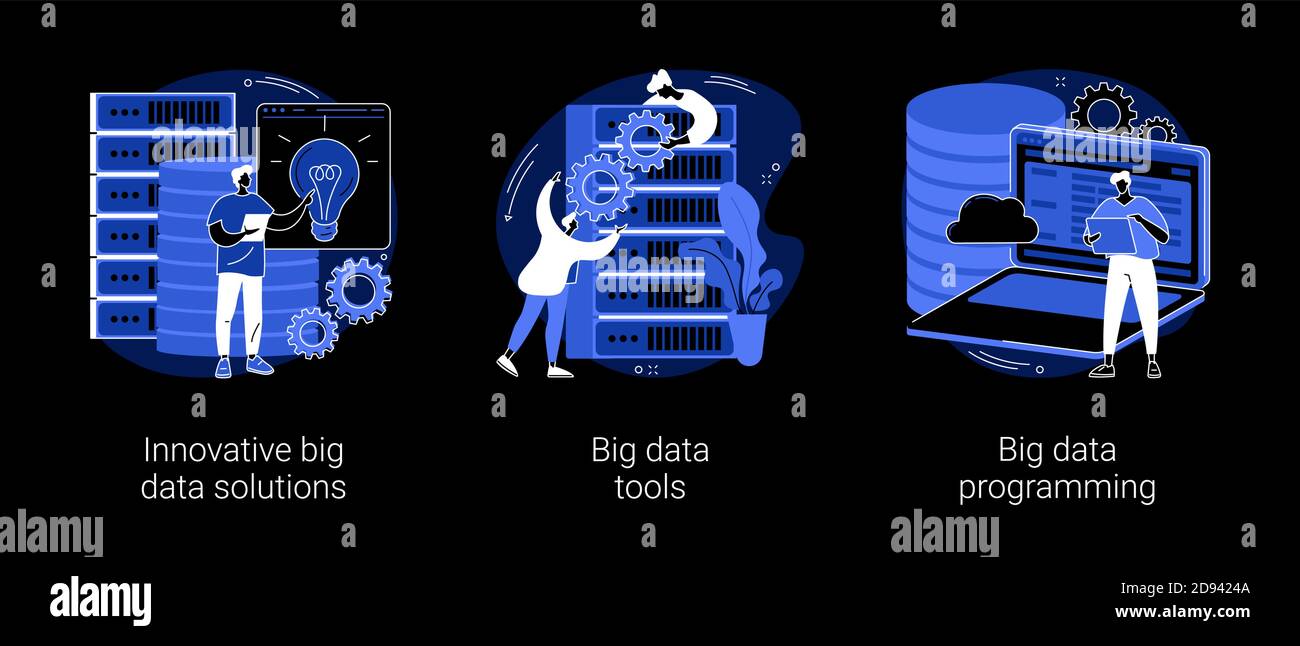 Big data business software abstract concept vector illustrations Stock ...