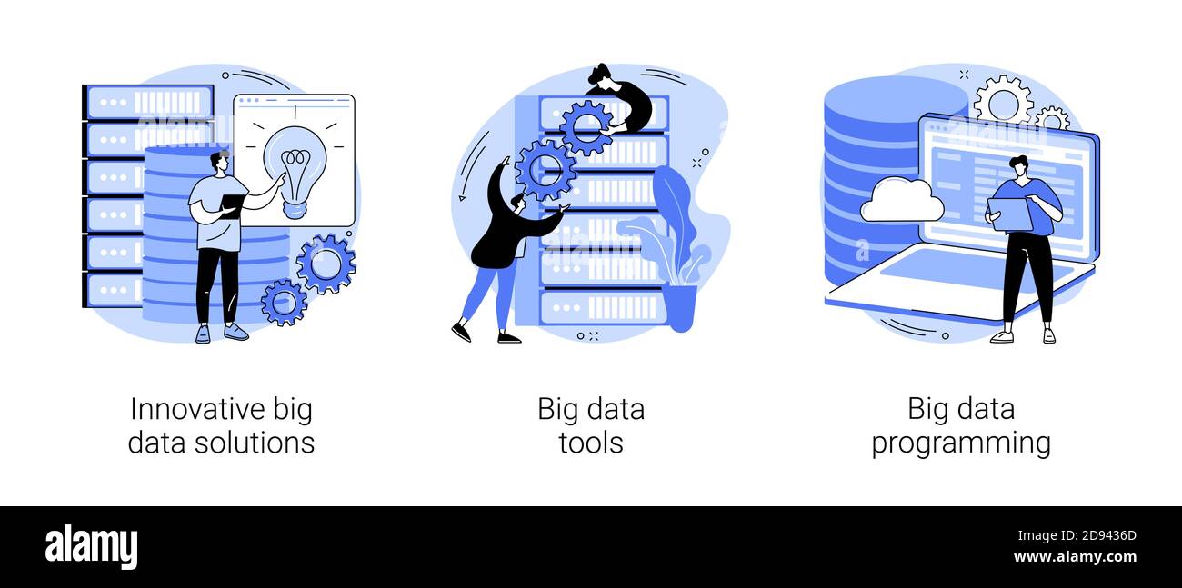 Big data business software abstract concept vector illustrations Stock ...