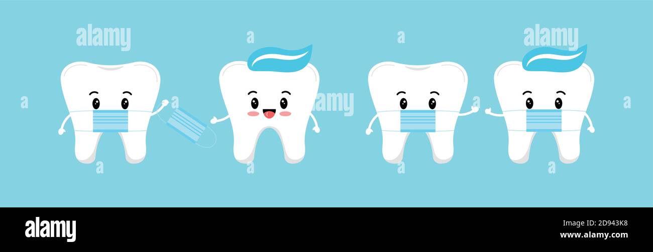 Tooth with medical mask give protective virus mask to tooth with paste ...