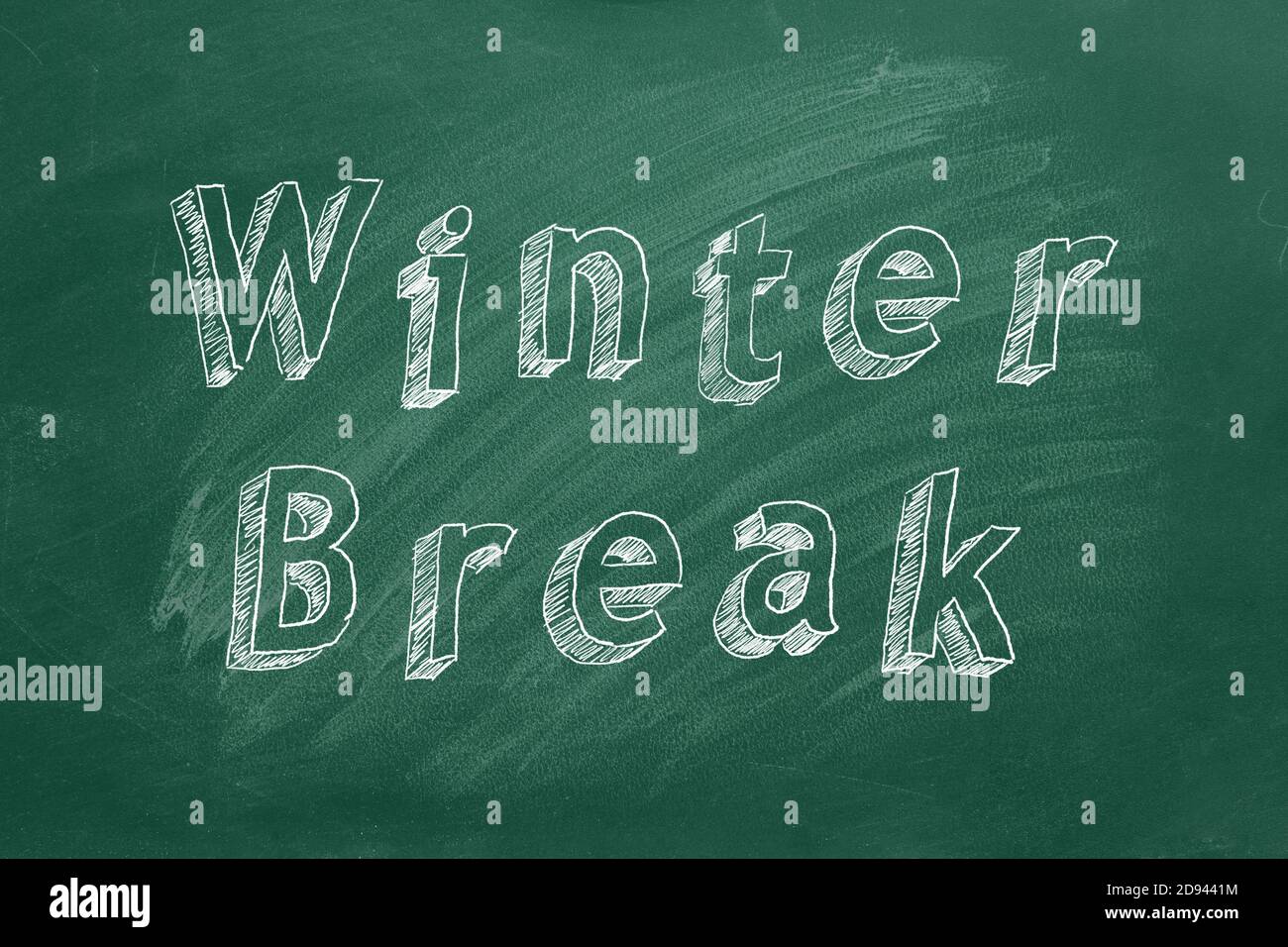 Hand drawing text Winter Break on green chalkboard Stock Photo - Alamy