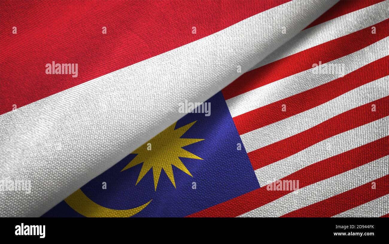 Indonesia and Malaysia two flags textile cloth, fabric texture Stock ...