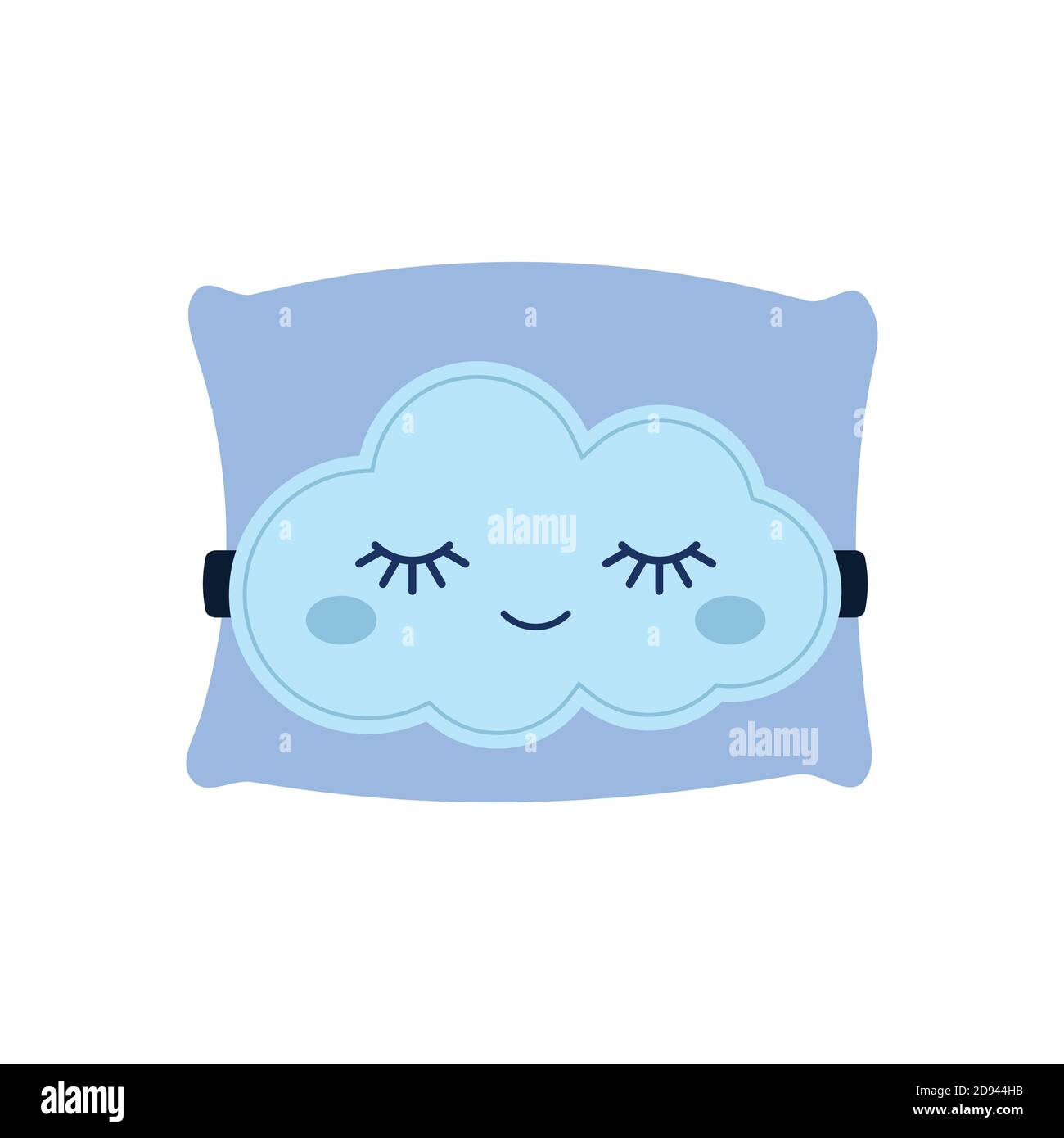 Cute cloud sleep mask on pillow isolated on white background Stock ...