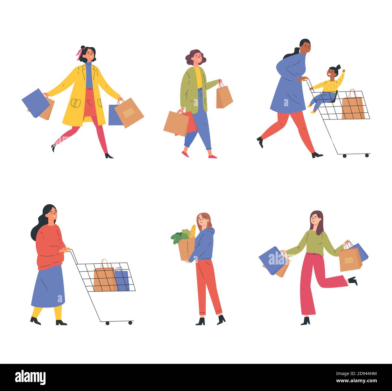 Collection of happy people shopping Stock Vector Image & Art - Alamy