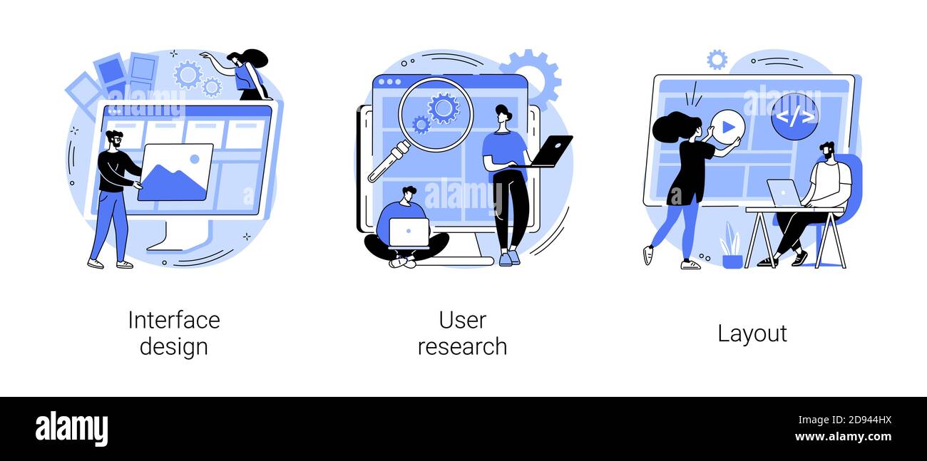 User interface development abstract concept vector illustrations Stock ...
