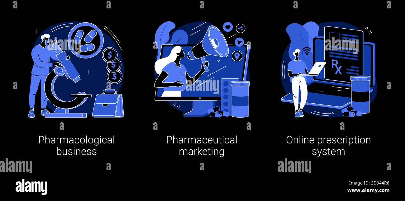 Drugs and medication industry abstract concept vector illustrations ...