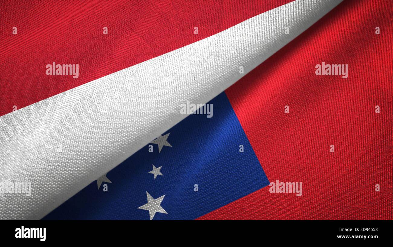 Indonesia and Samoa two flags textile cloth, fabric texture Stock Photo ...