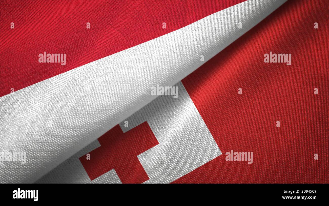 Indonesia and Tonga two flags textile cloth, fabric texture Stock Photo ...