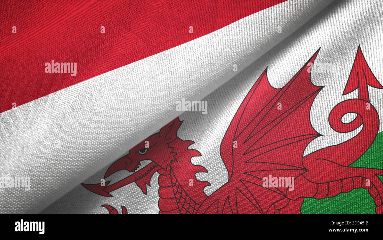 Indonesia and Wales two flags textile cloth, fabric texture Stock Photo - Alamy
