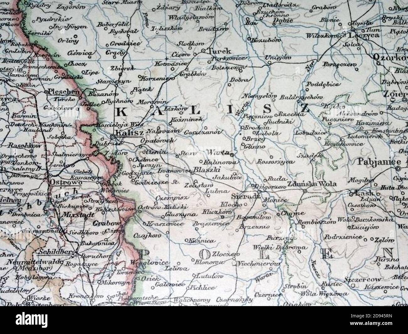 Kalisz i okolice mapa 1895 Stock Photo - Alamy