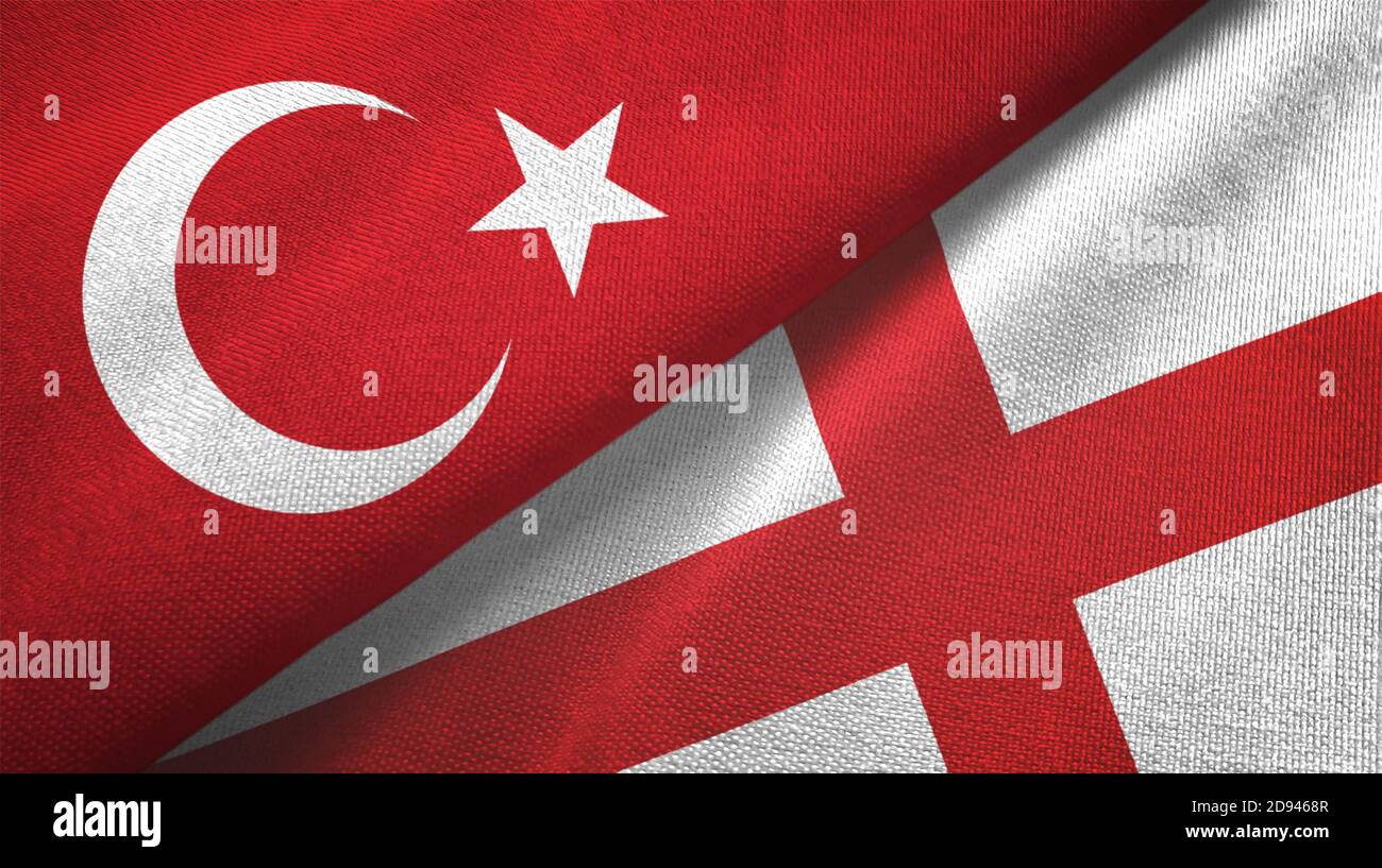 Turkey and England two flags textile cloth, fabric texture Stock Photo ...