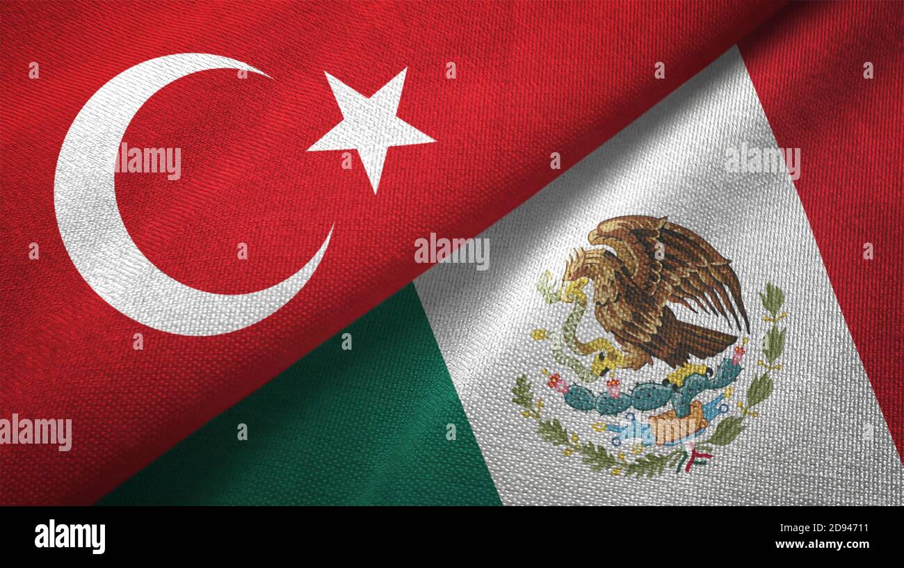 Turkey and Mexico two flags textile cloth, fabric texture Stock Photo ...