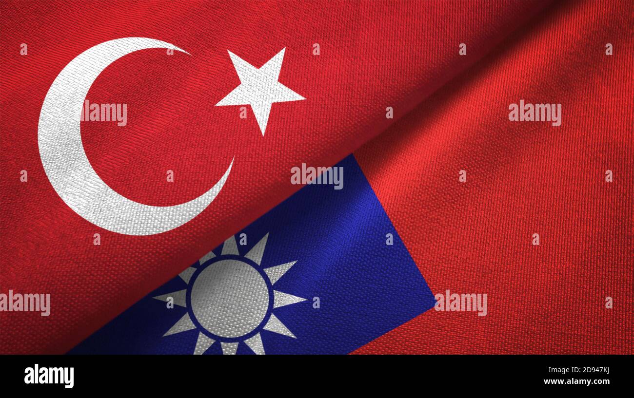 Turkey and Taiwan two flags textile cloth, fabric texture Stock Photo ...