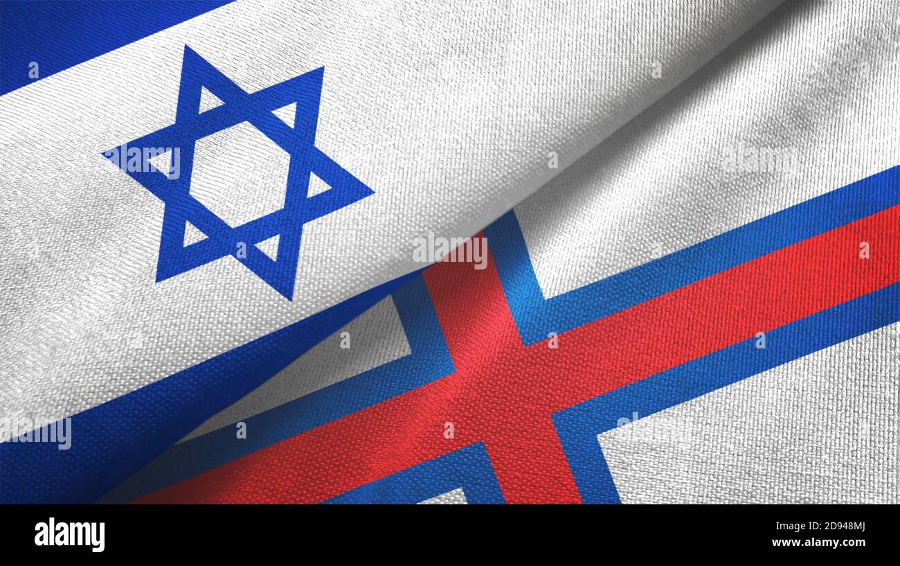 Israel and Faroe Islands two flags textile cloth, fabric texture Stock ...