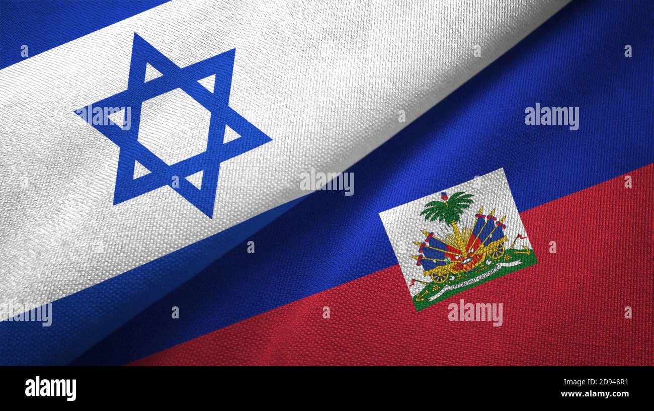 Israel and Haiti two flags textile cloth, fabric texture Stock Photo ...