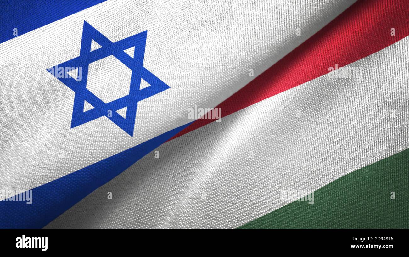 Israel and Hungary two flags textile cloth, fabric texture Stock Photo ...