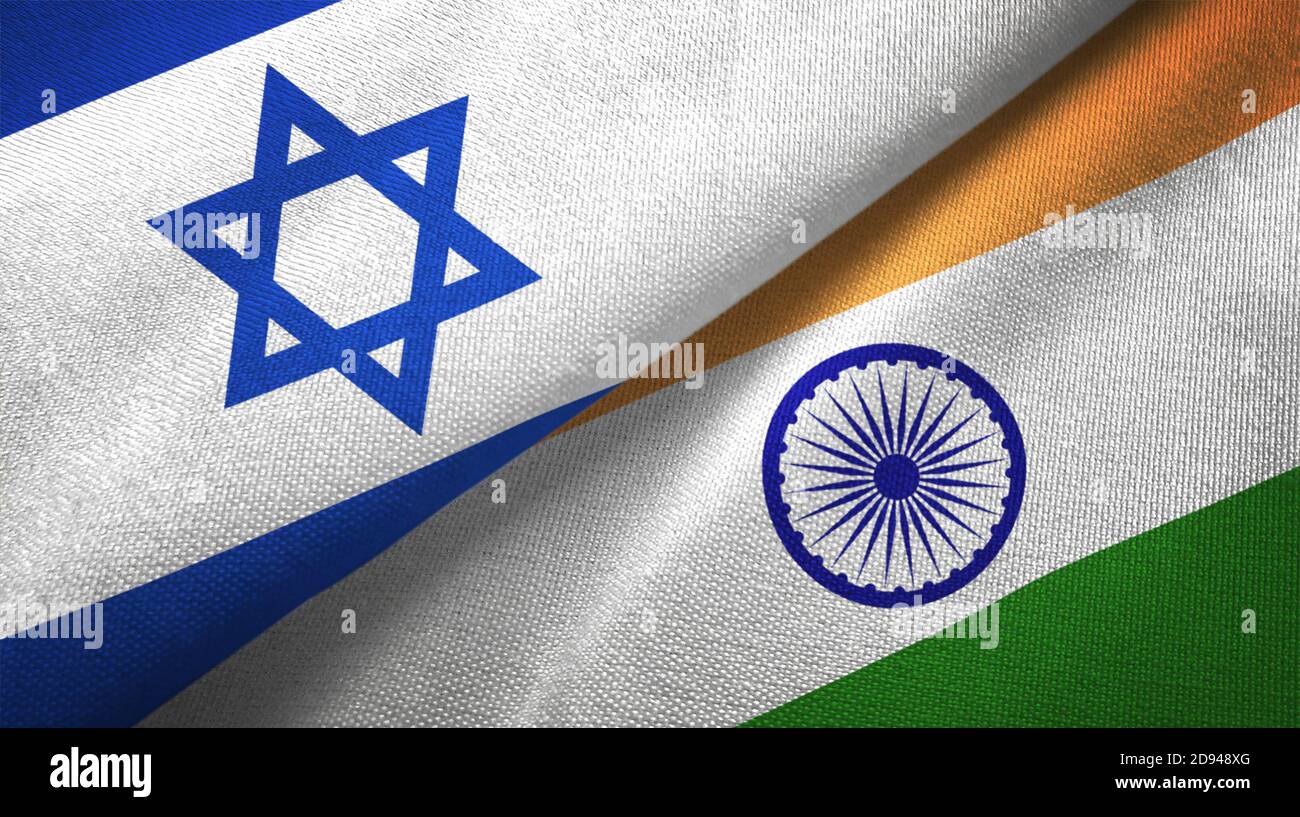 Israel and India two flags textile cloth, fabric texture Stock Photo ...