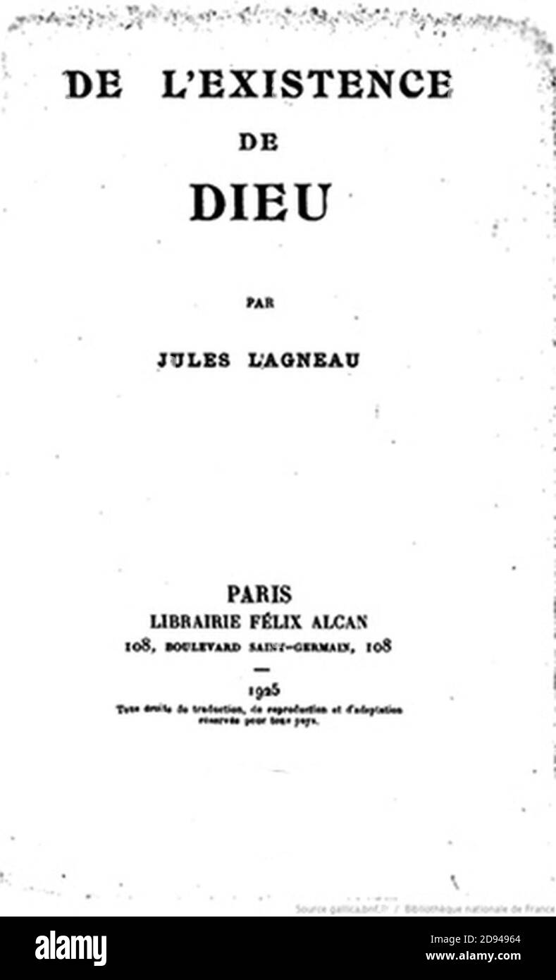 Jules Lagneau(1851-1894)-De L'exstence de DIEU Stock Photo - Alamy