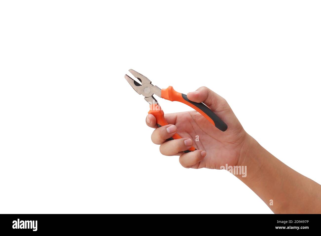 Human hand holding wrench or mechanic tool for repairing isolated on ...