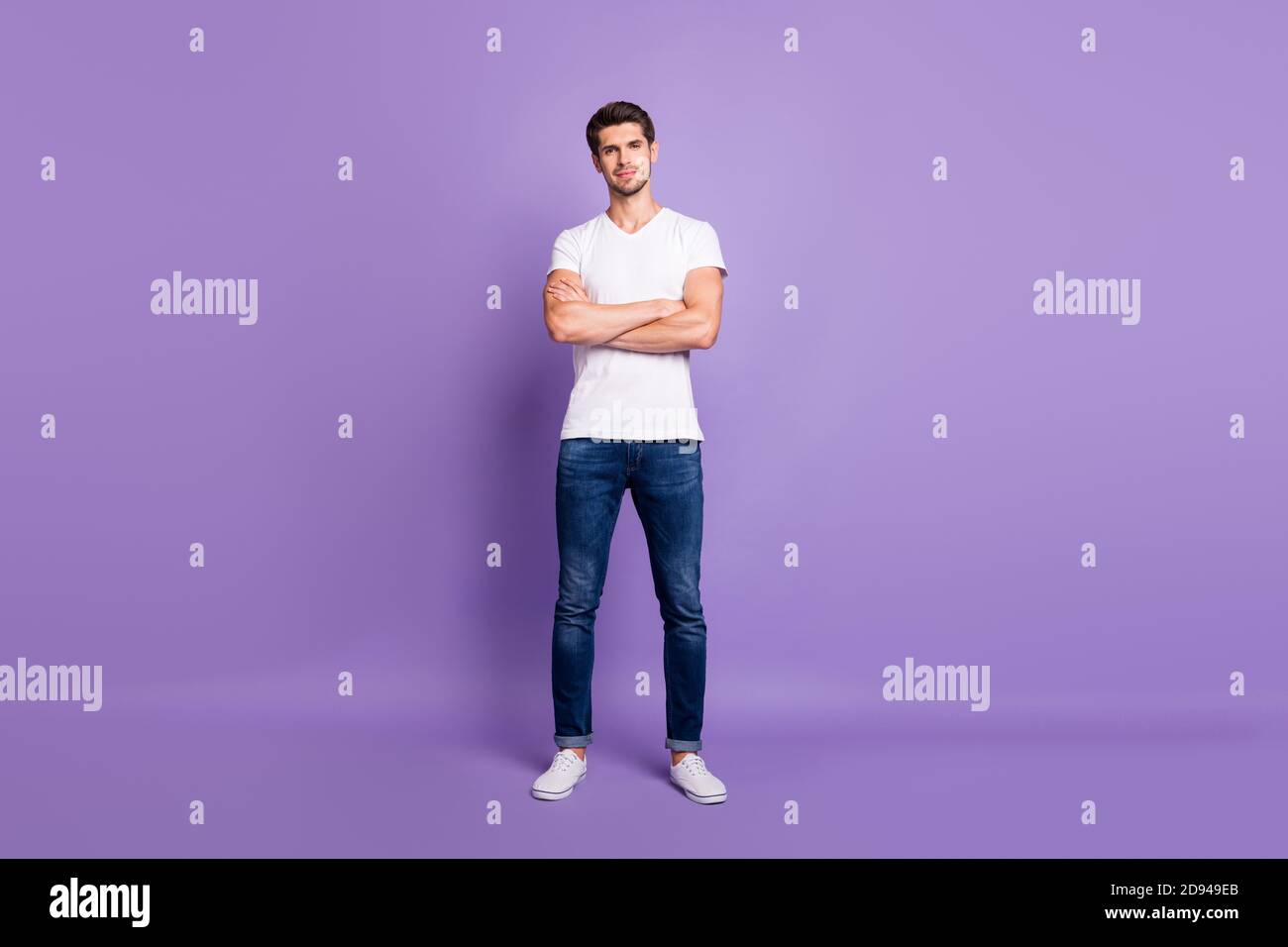 Full length body size view of his he nice attractive sportive muscular ...