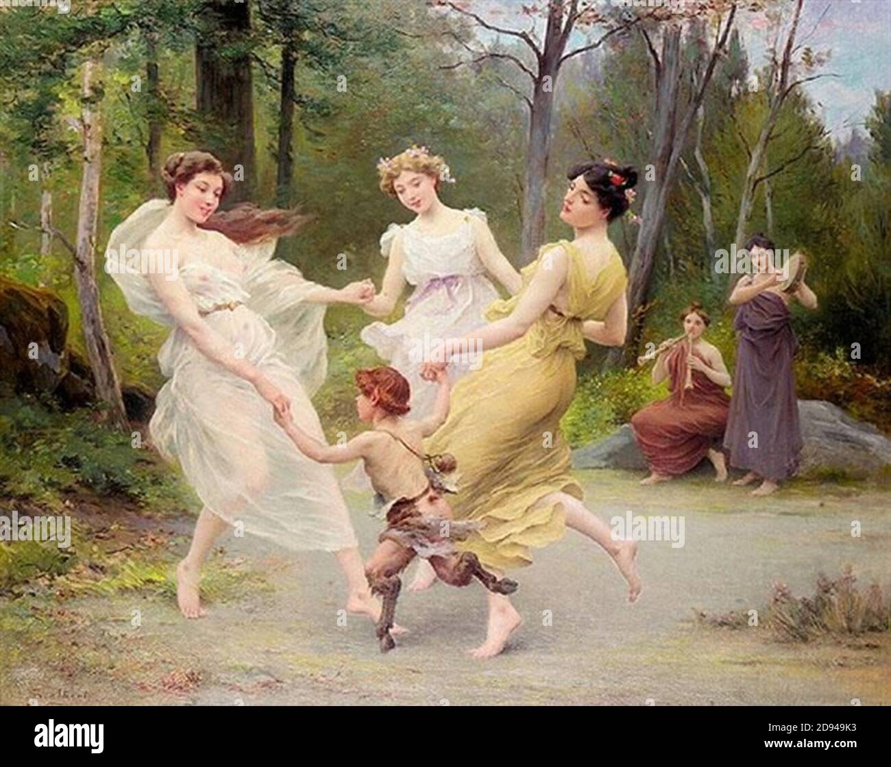 Jules Scalbert - The Three Graces Dancing With A Faun Stock Photo - Alamy